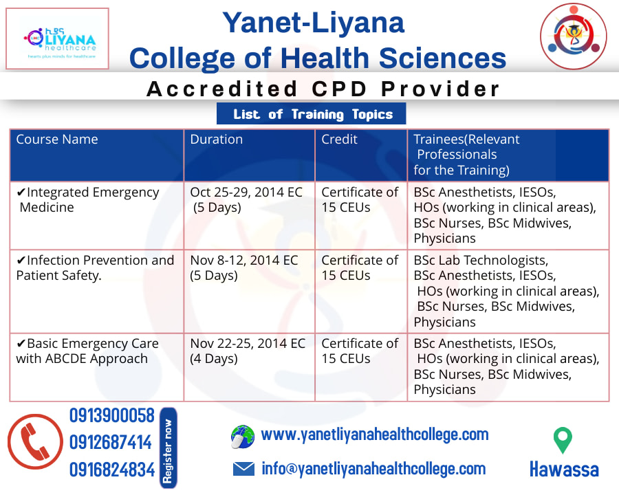 CPD Training Topics – Yanet-Liyana College of Health Sciences